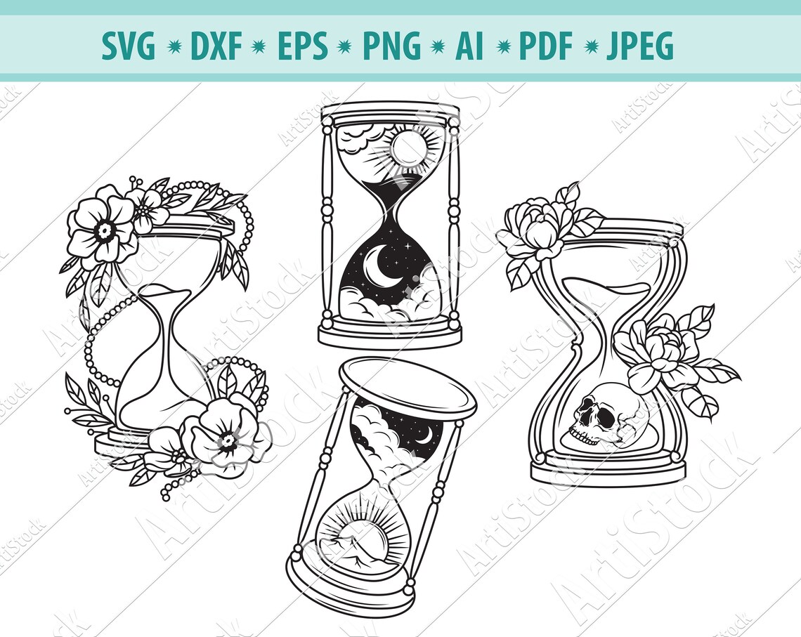 Hourglass SVG Flower Hourglass SVG Sun and Moon Svg - Etsy