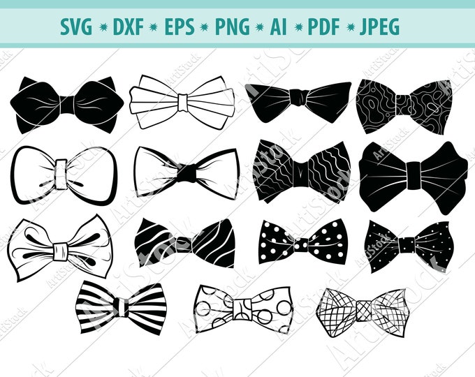 Bow Tie SVG Bundle, Bow Tie SVG, Bow Tie Clipart, Bow Tie Cut Files for ...