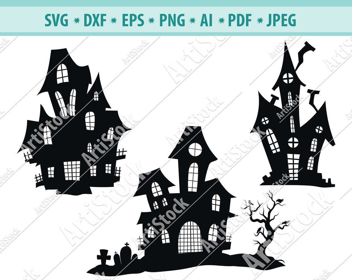 Haunted House SVG Spooky Halloween SVG Ghost SVG Cute - Etsy