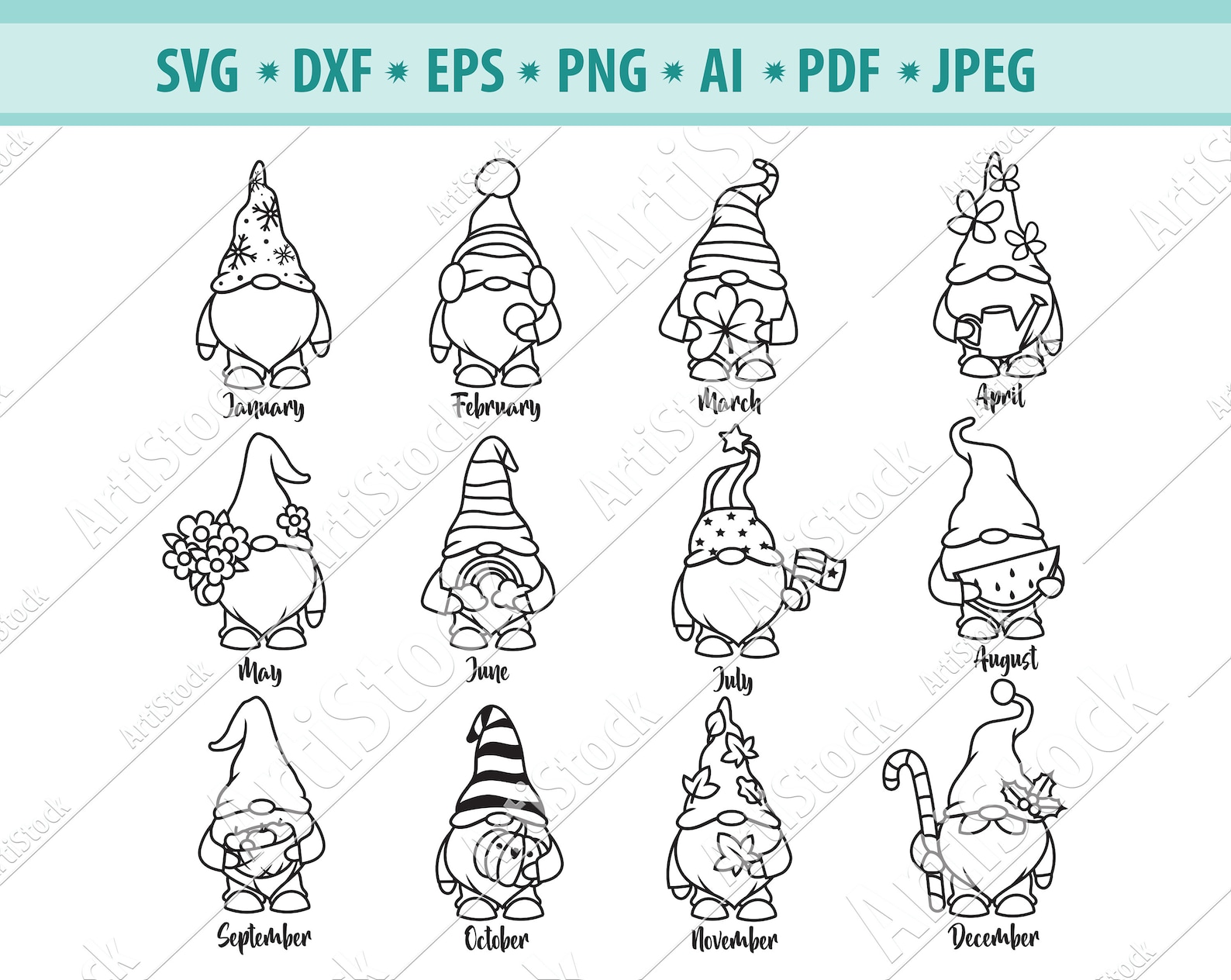 Gnome Calendar Svg Cute Garden Gnome SVG Nordic Gnome Svg - Etsy