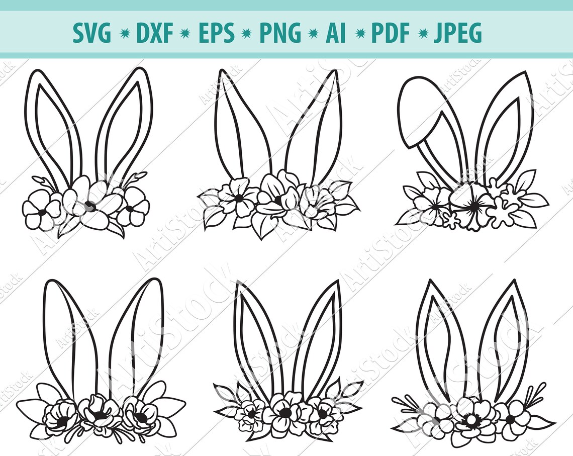 Rabbit Ears Svg Rabbit Svg Flower Headband Svg Easter Bunny | Etsy