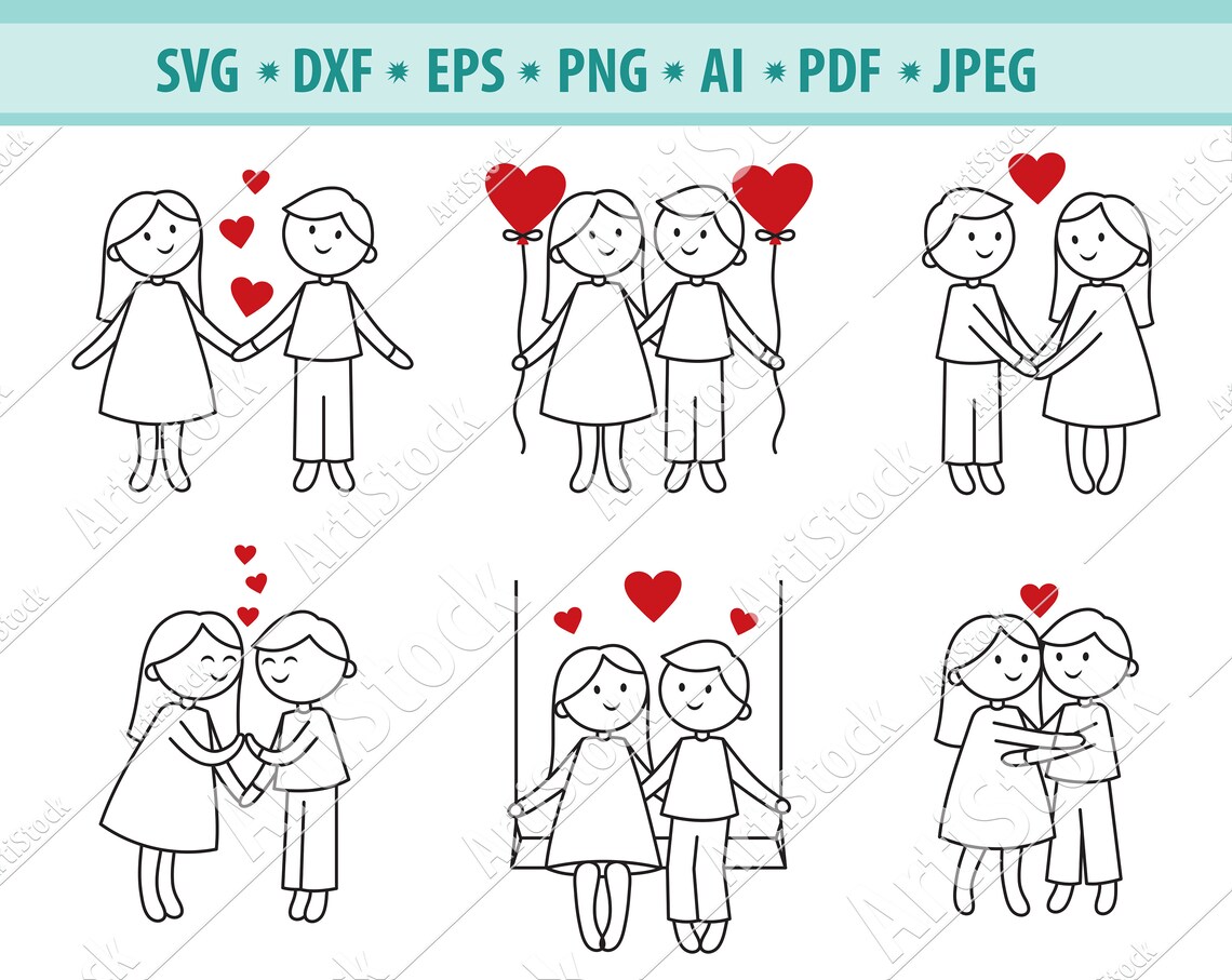 Stickman Couple Svg Valentine Day Svg Stick Figures Svg Etsy