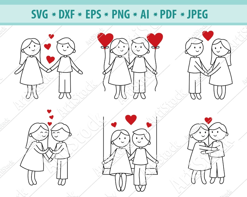 Stickman Couple Svg Valentine Day Svg Stick Figures Svg Etsy