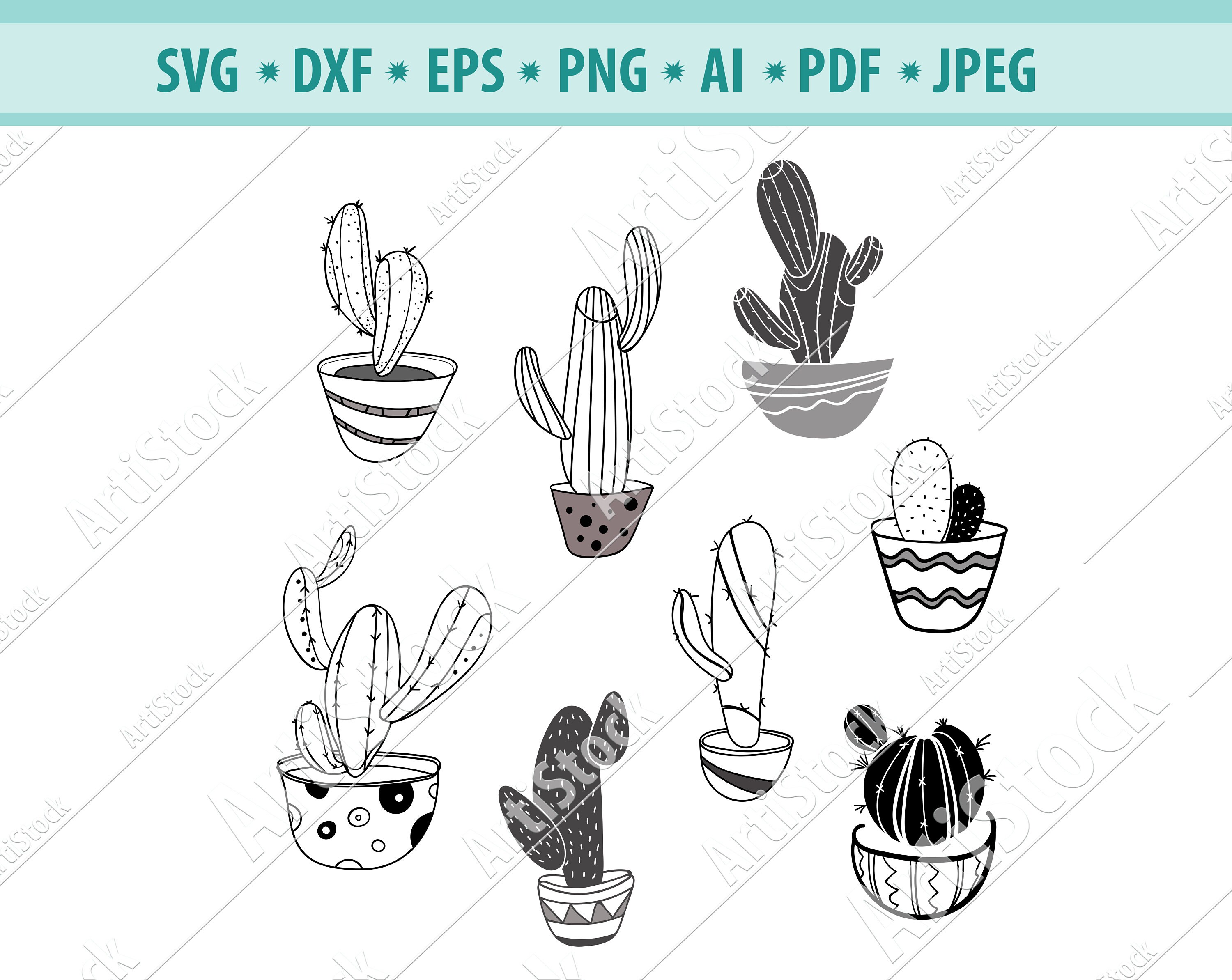 Cactus SVG Bundle Cactus SVG Cactus Clipart Cactus Cut | Etsy
