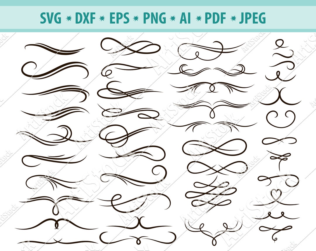Ornamental Lines Svg, Swoosh Bundle Svg, Vector Corbels Svg, Border Svg ...