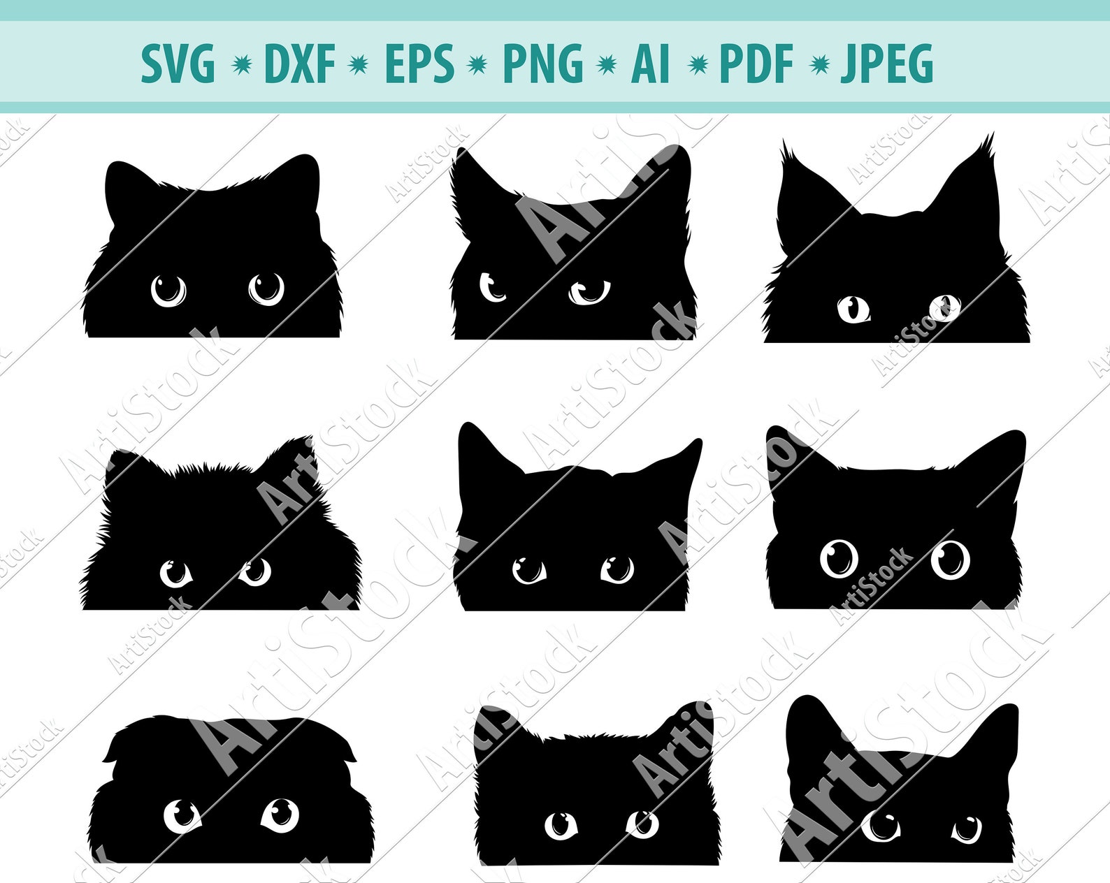Cat SVG Black Cat Svg Peeking Cat Clipart Peeping Cat SVG - Etsy