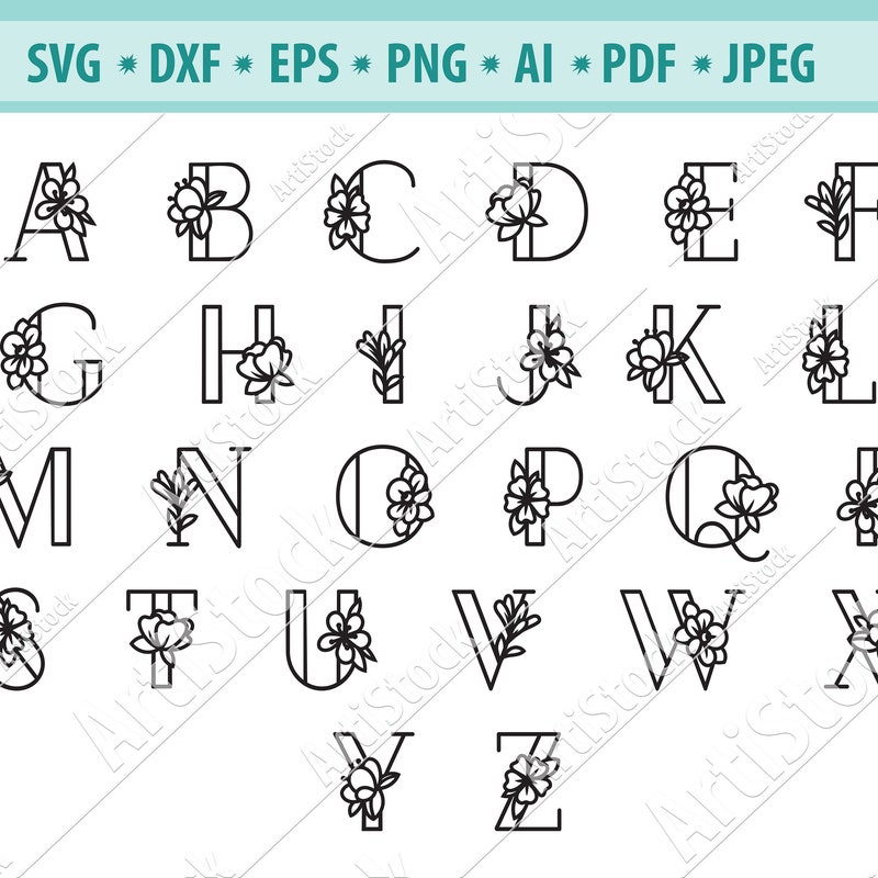 Floral Alphabet Svg - Etsy