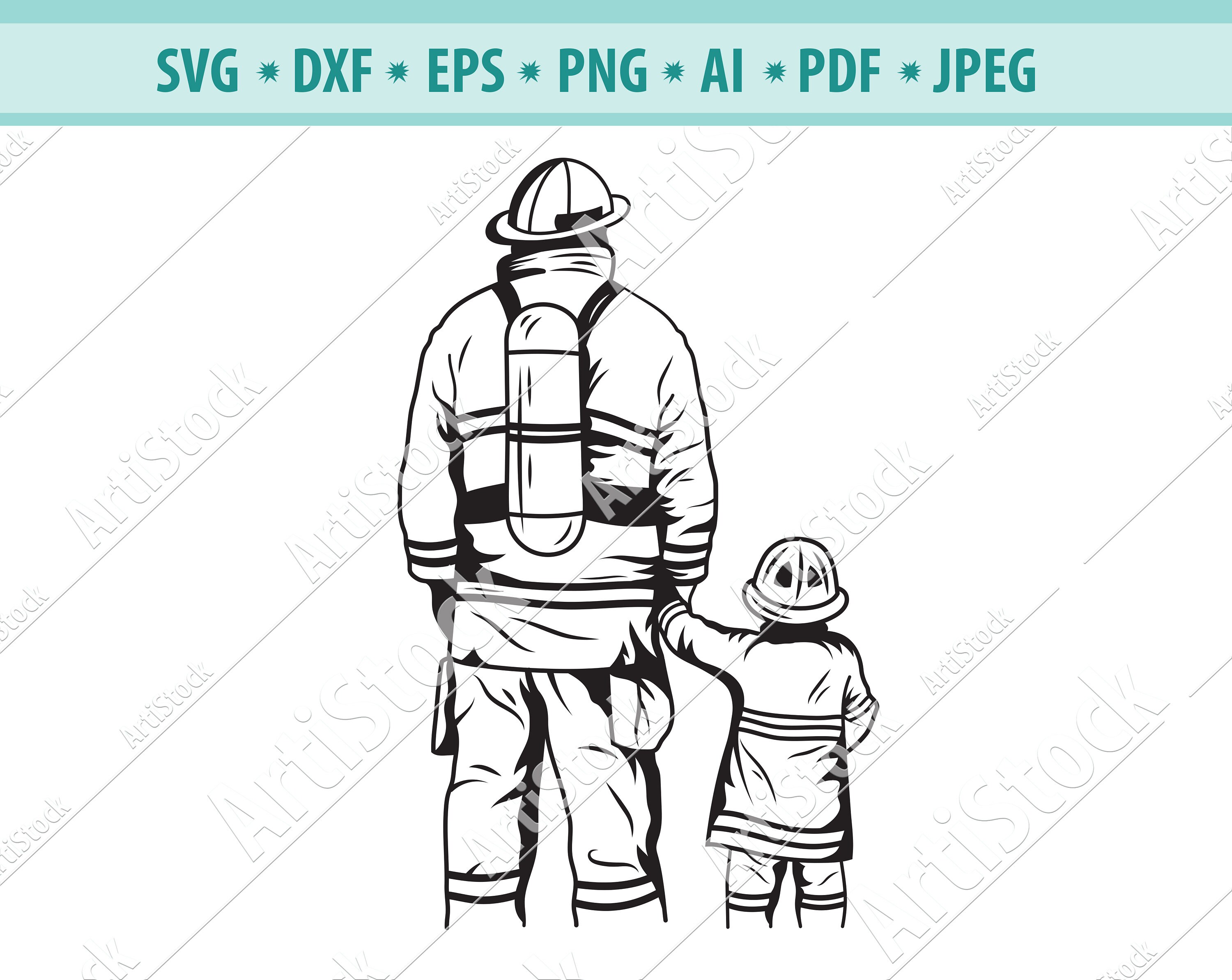 Bombero SVG, Bombero Padre e Hijo Svg, Bombero Papá Svg, Fireman ...
