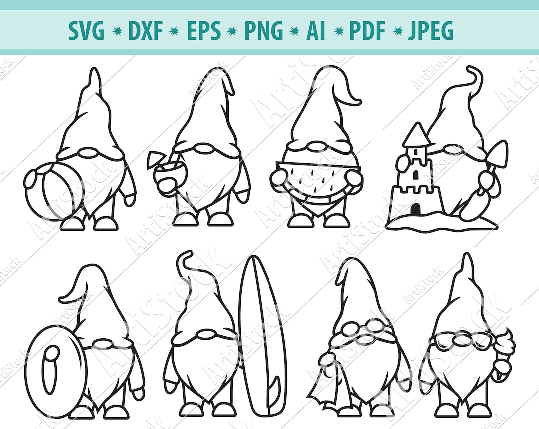 Gnome SVG, Garden Gnome SVG, Tropical Gnome Svg, Gnome Clipart, Beach ...