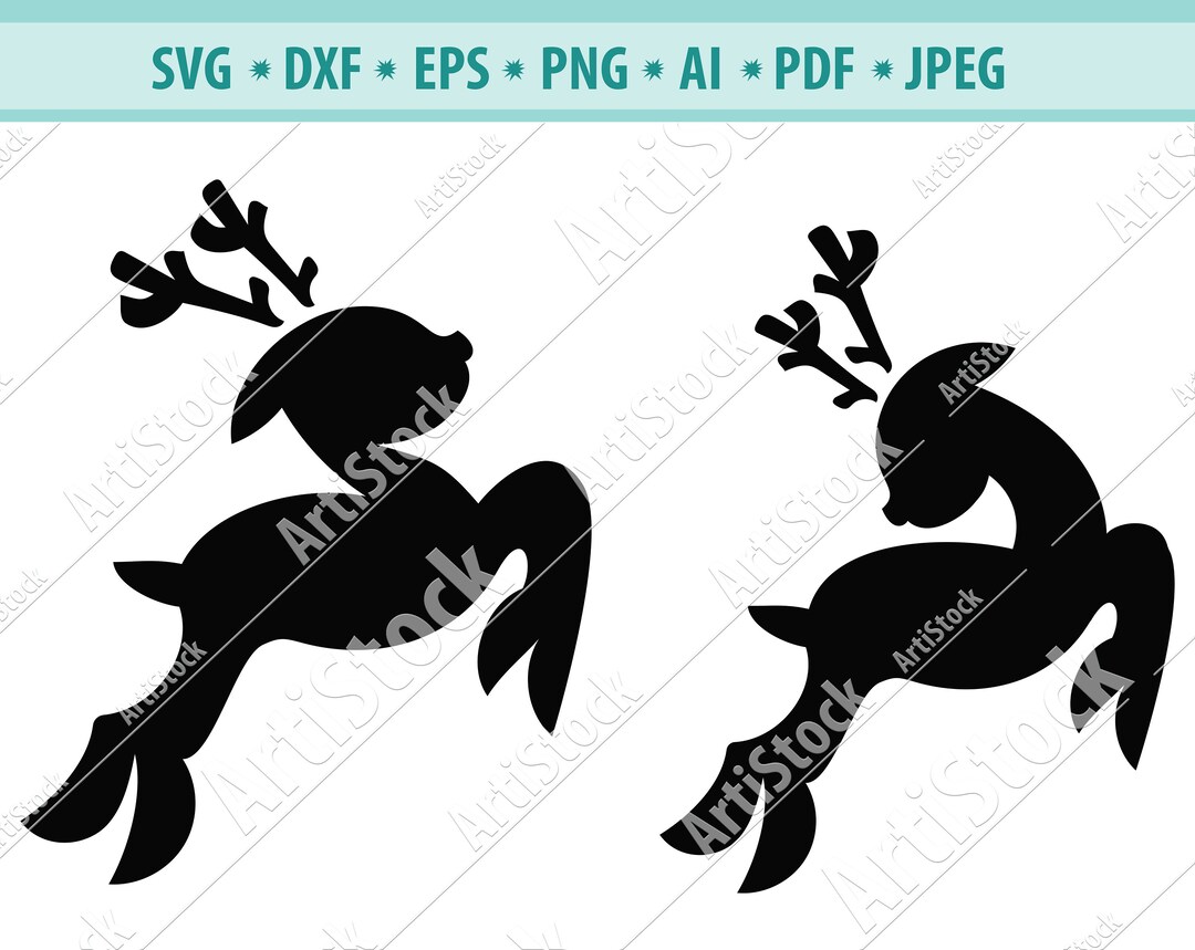 Reindeer Svg, Christmas Reindeer Svg File, Running Deer Svg File, Deer ...