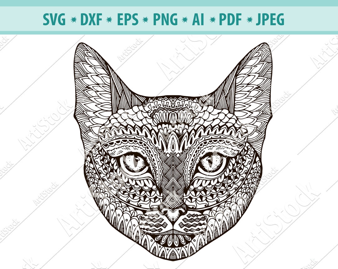 Zentangle Cat SVG, Mandala Cat SVG, Cat for Cricut, Zentangle for ...