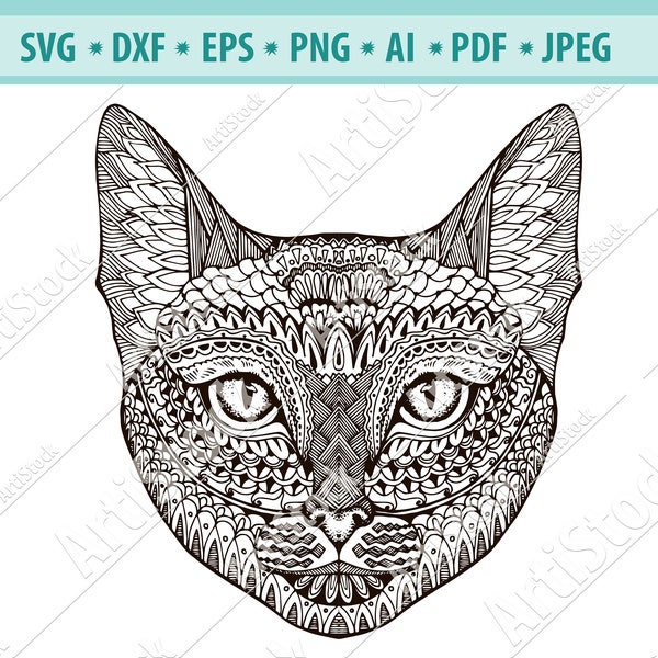 Zentangle Cat - Etsy