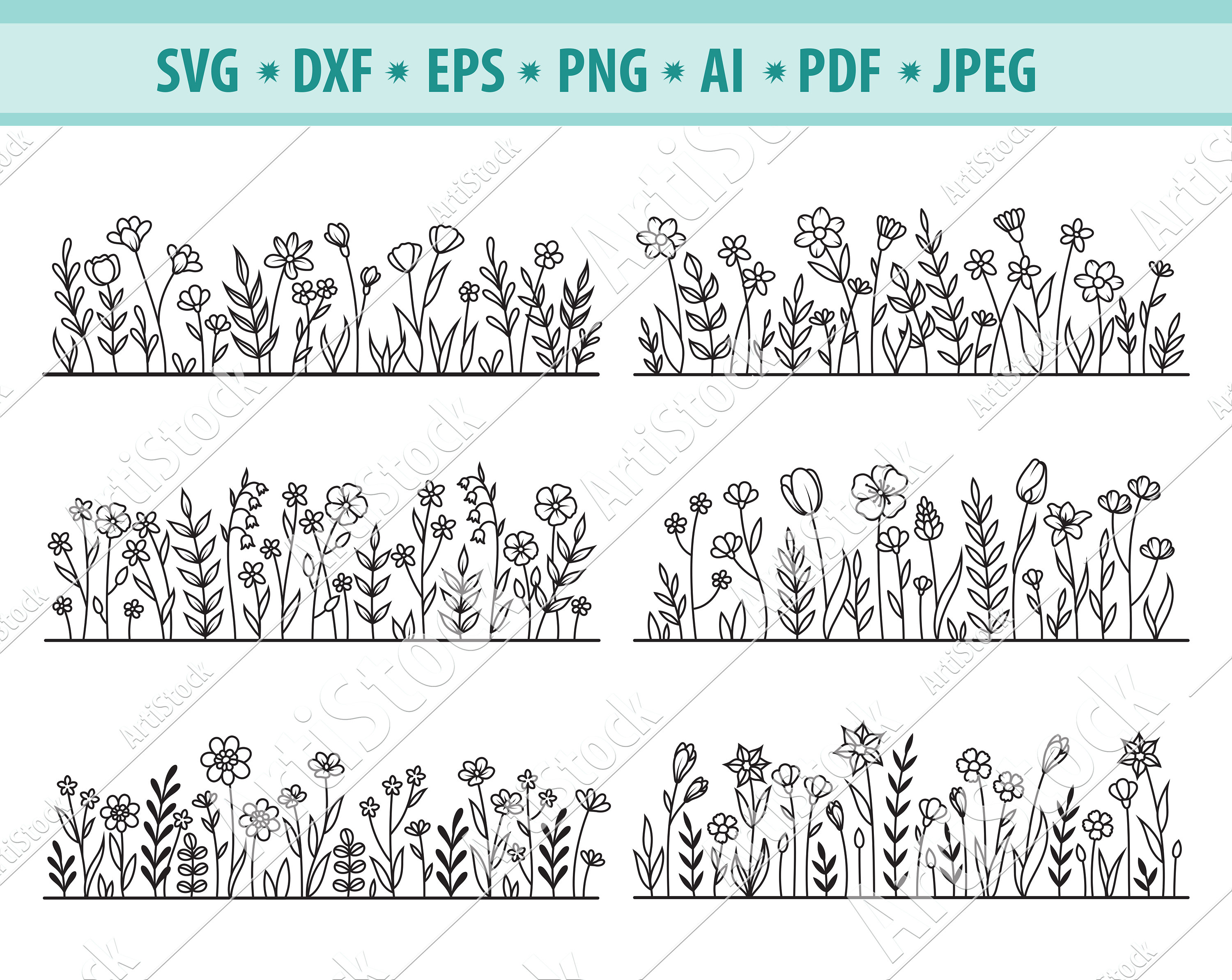 Field Plants Svg Wild Flowers Svg Garden Plant Svg Floral - Etsy