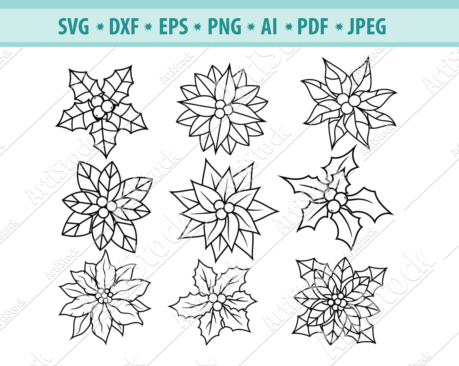 Poinsettia Svg File, Christmas Svg, Christmas Ornament Svg, Christmas ...