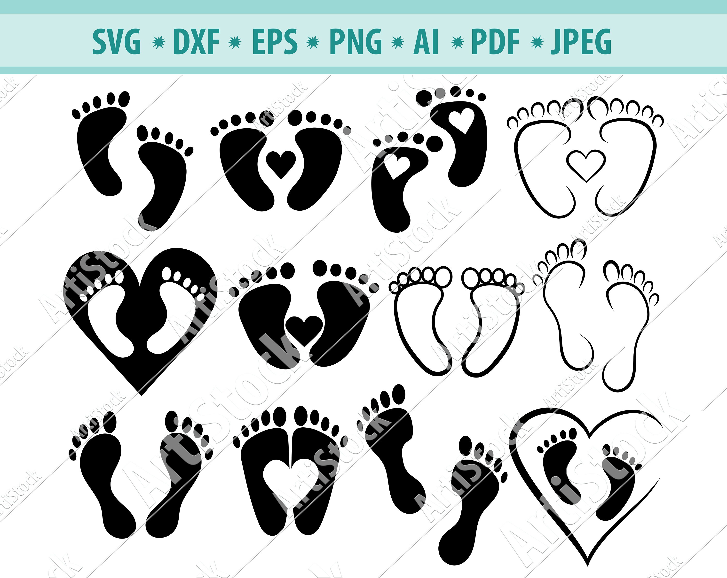 Fuß-Baby Svg druckbare Baby-Fuß-Druck Clipart SVG Cricut | Etsy