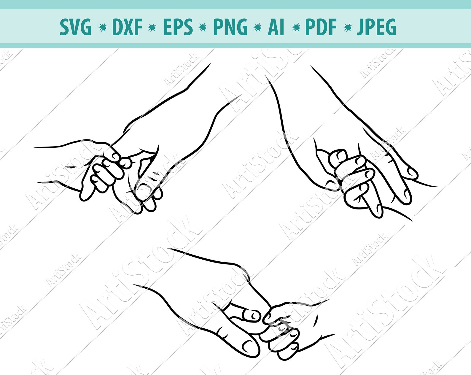 Mamá e hijo mano SVG, manos de la familia Svg, Día de la Madre svg ...