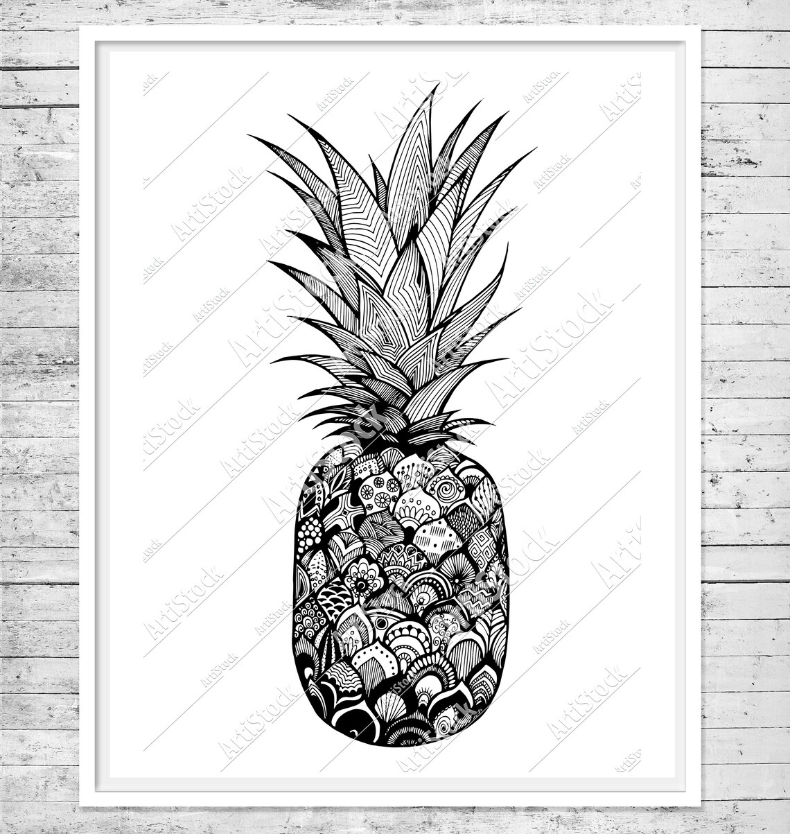 Set Pineapples Svg. Pineapple Zentangle Print. Vector | Etsy