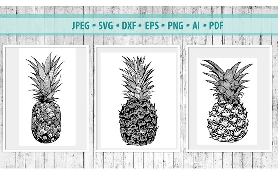Set Pineapples Svg. Pineapple Zentangle Print. Vector | Etsy