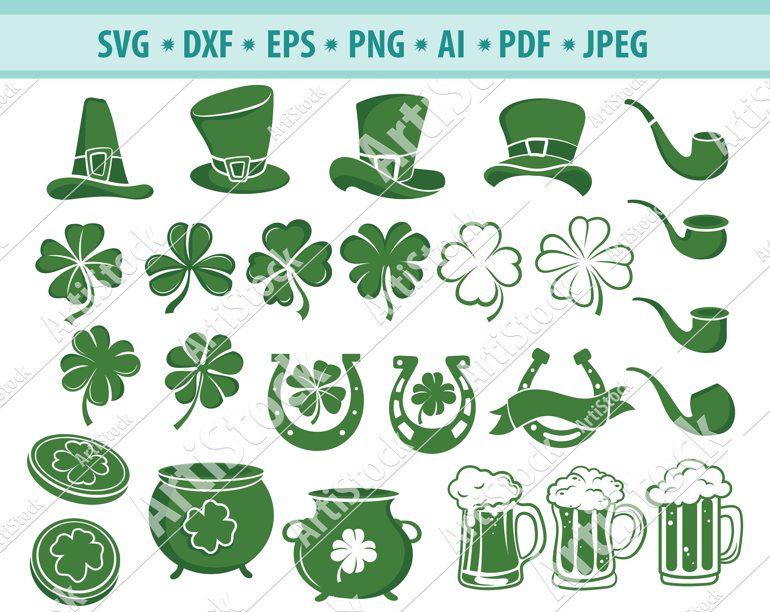 St. Patrick Elements Svg, St.patricks Day Svg Bundles, Files for Cricut ...