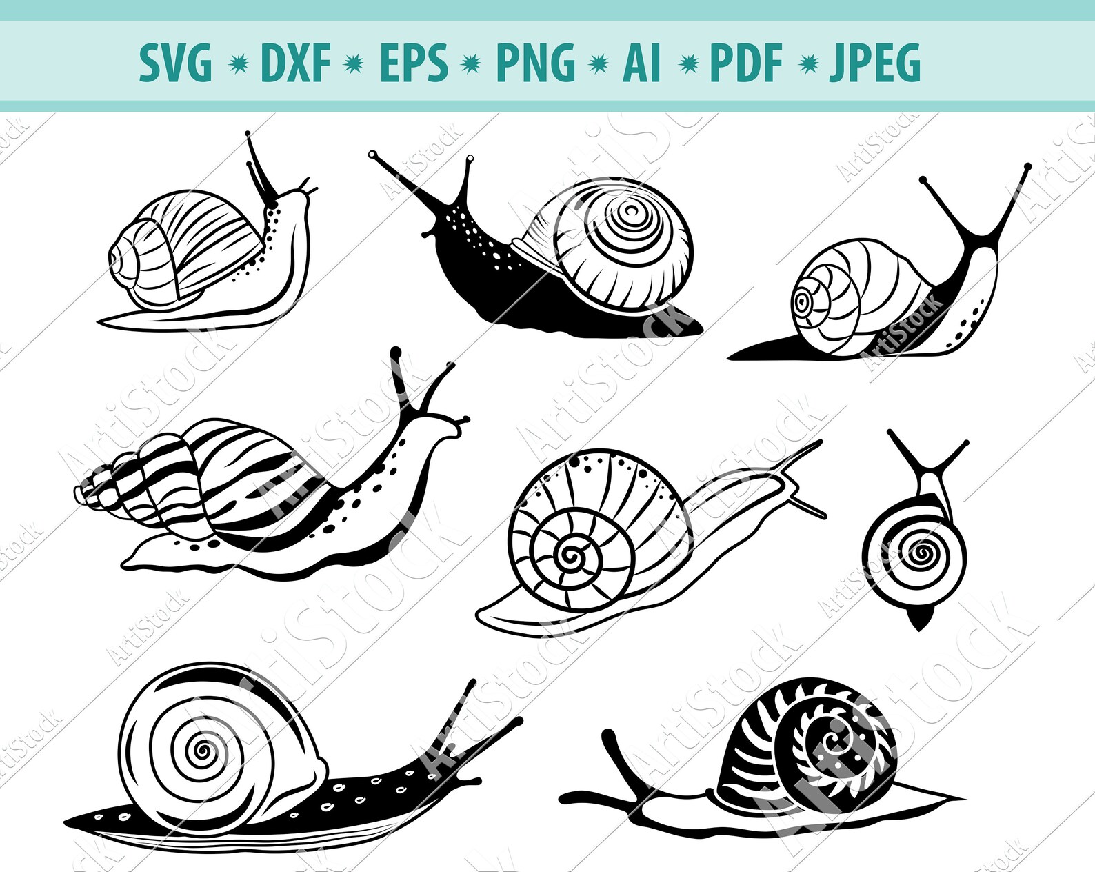 Snails SVG File Slugs SVG Snail Vector Image Garden Animals - Etsy UK