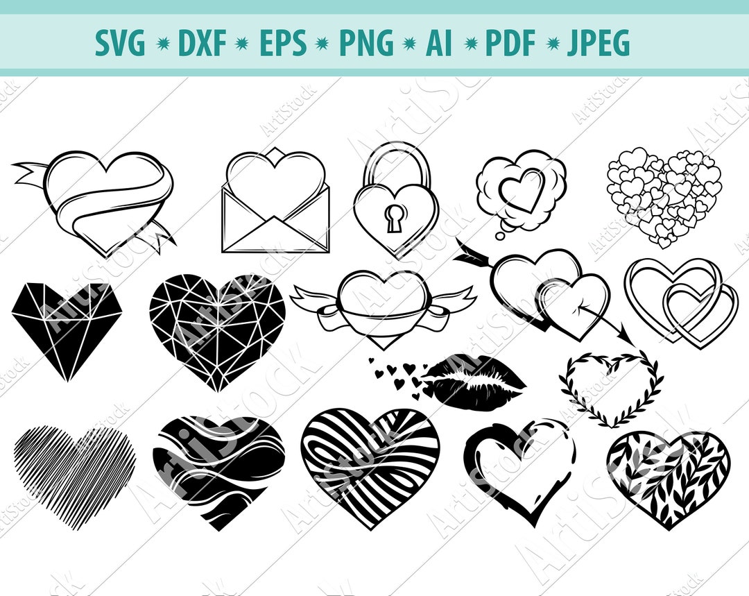 Heart Svg, Stylized Heart Svg, Heart Clipart Svg, Heart Digital Clipart ...