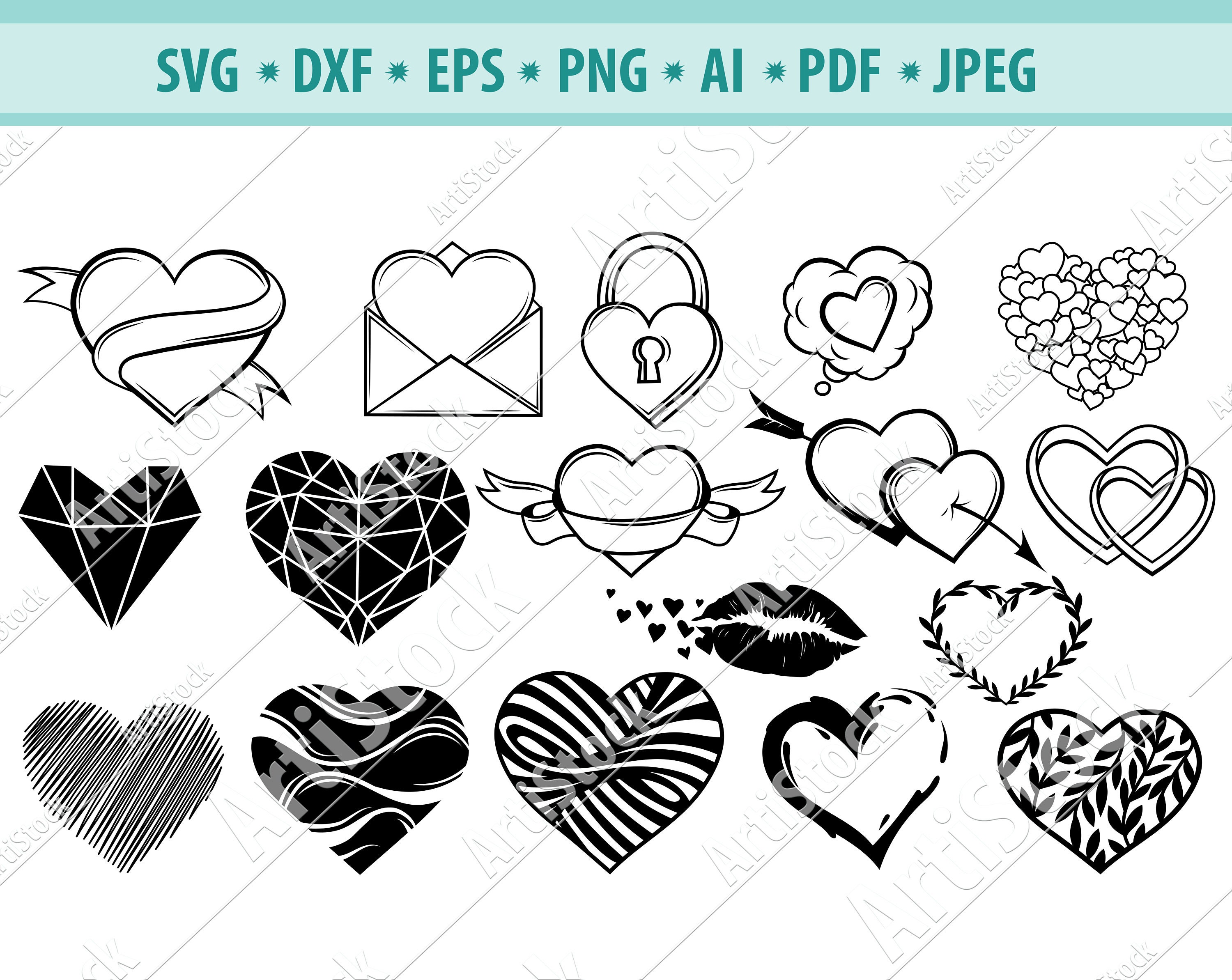 Heart Svg Stylized Heart Svg Heart Clipart Svg Heart - Etsy