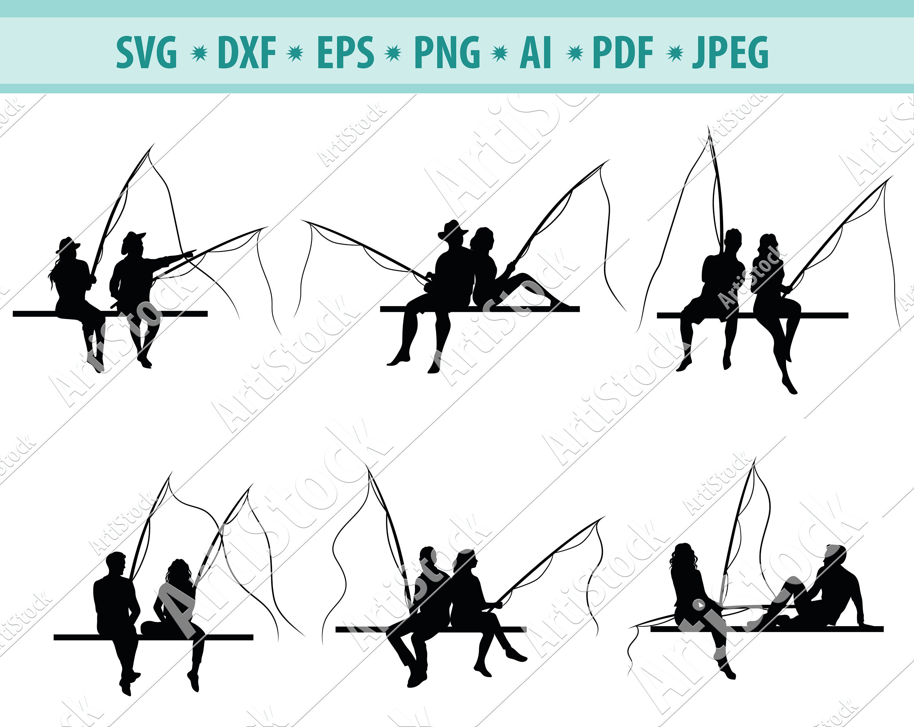 Couple Fishing Svg, Fishing Svg, Fisherman Svg, Romance Svg, Love ...