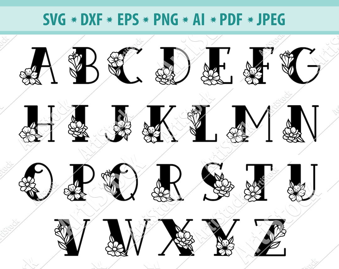 Floral Alphabet SVG, Herbal Alphabet Svg, Botanical Alphabet Svg ...