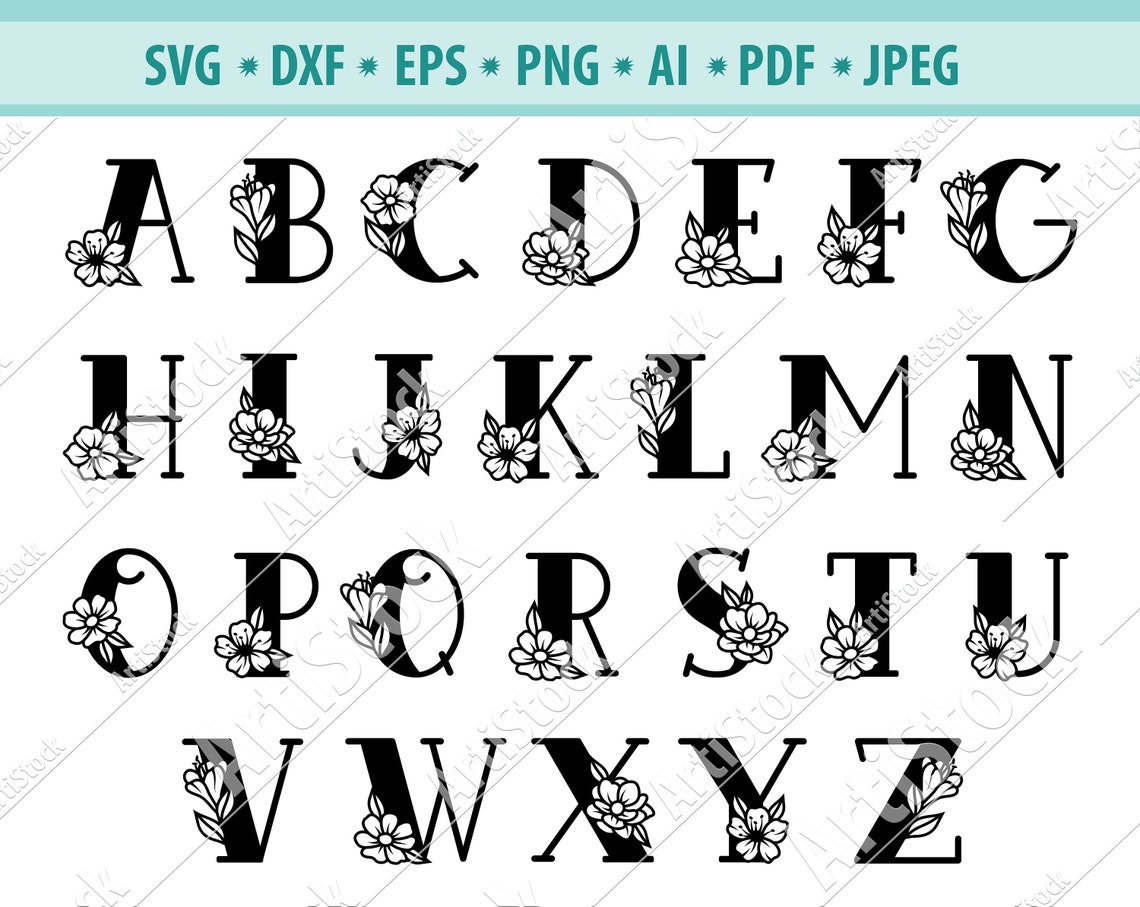Floral Alphabet SVG Herbal Alphabet Svg Botanical Alphabet - Etsy