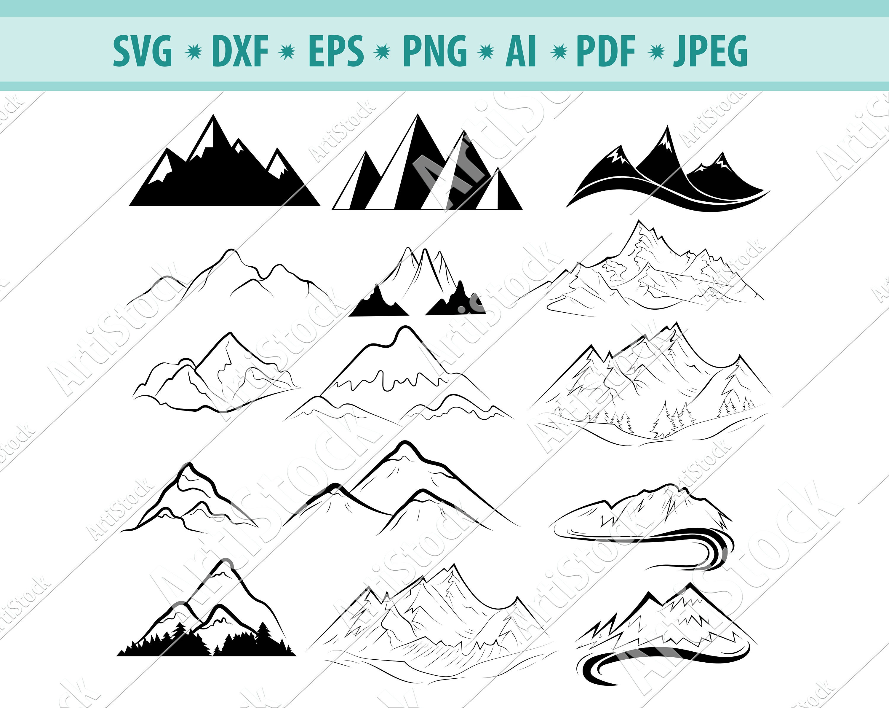 Mountain SVG Nature SVG Mountain Clipart Mountain | Etsy