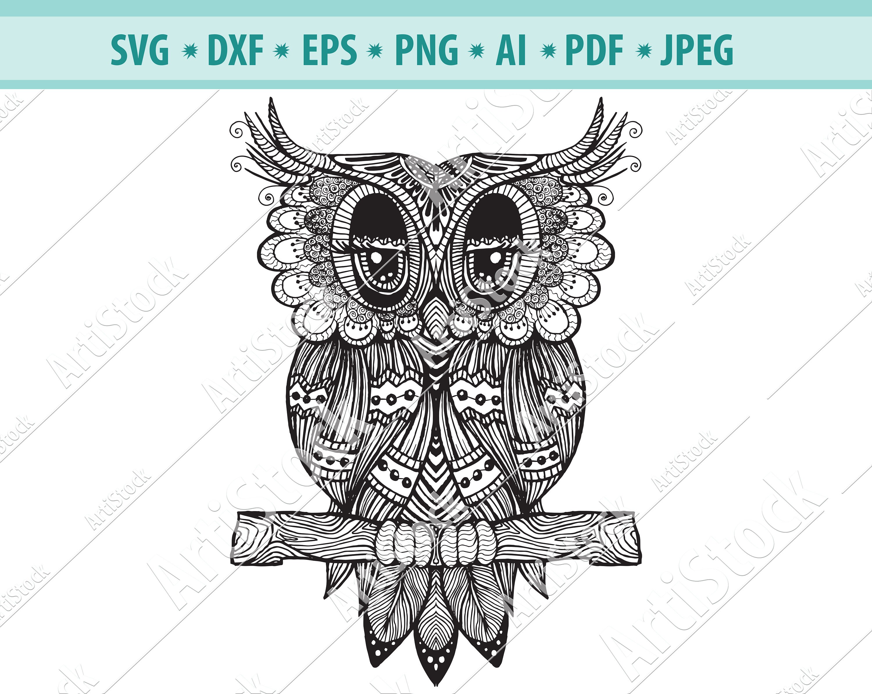 Owl Svg Cutting Files Zentangle Owl Svg Mandala Owl Vector - Etsy