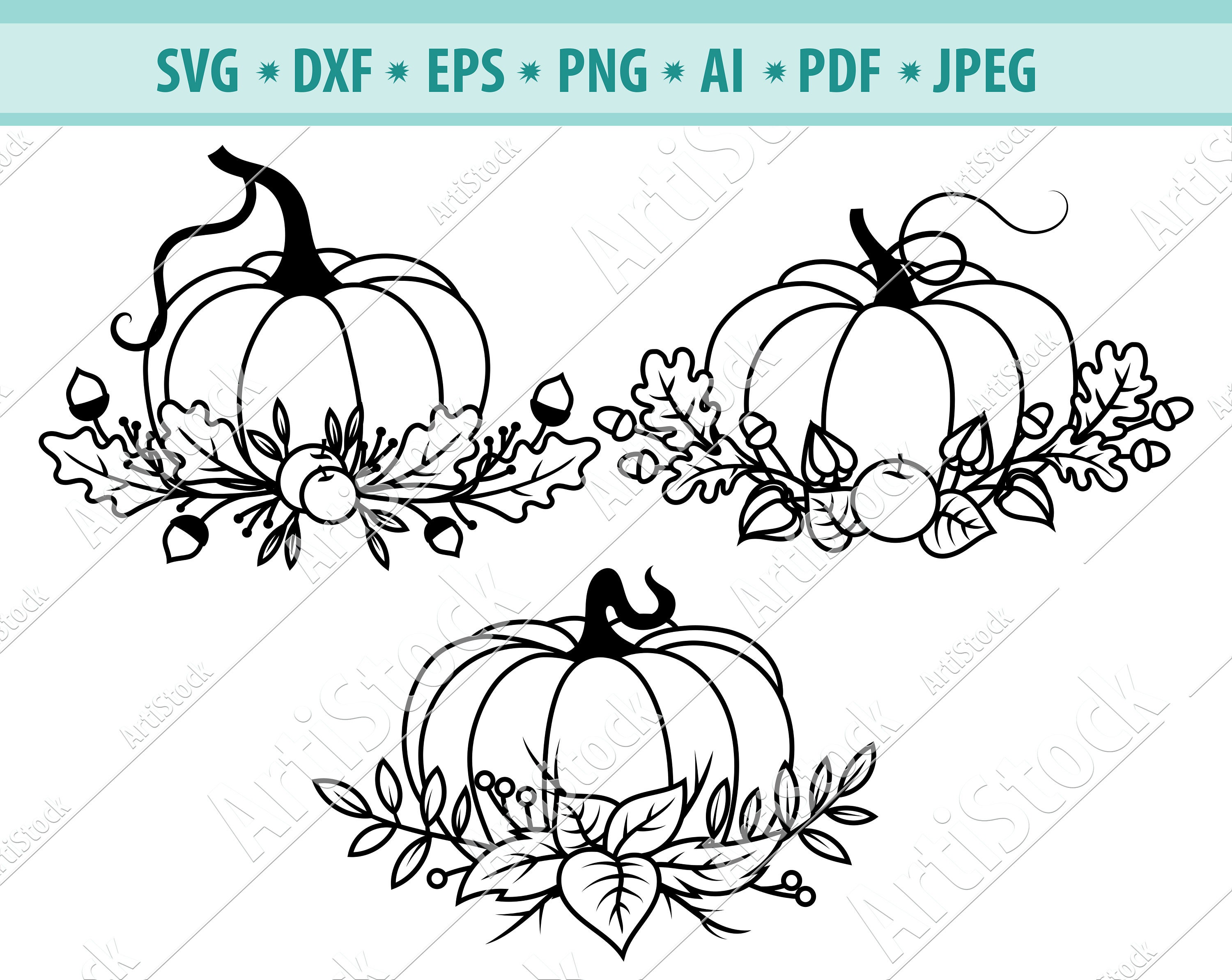Pumpkin SVG Autumn Pumpkin Png Autumn Svg Fall Svg Floral - Etsy