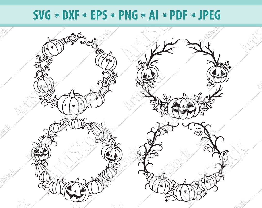 Halloween Frame Svg, Pumpkin Frame Svg, Halloween Wreath Svg, Svg Cut ...