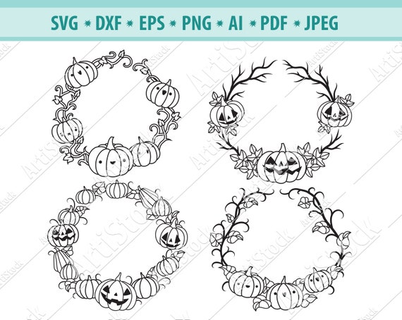 Halloween Frame Svg Pumpkin Frame Svg Halloween Wreath Svg - Etsy