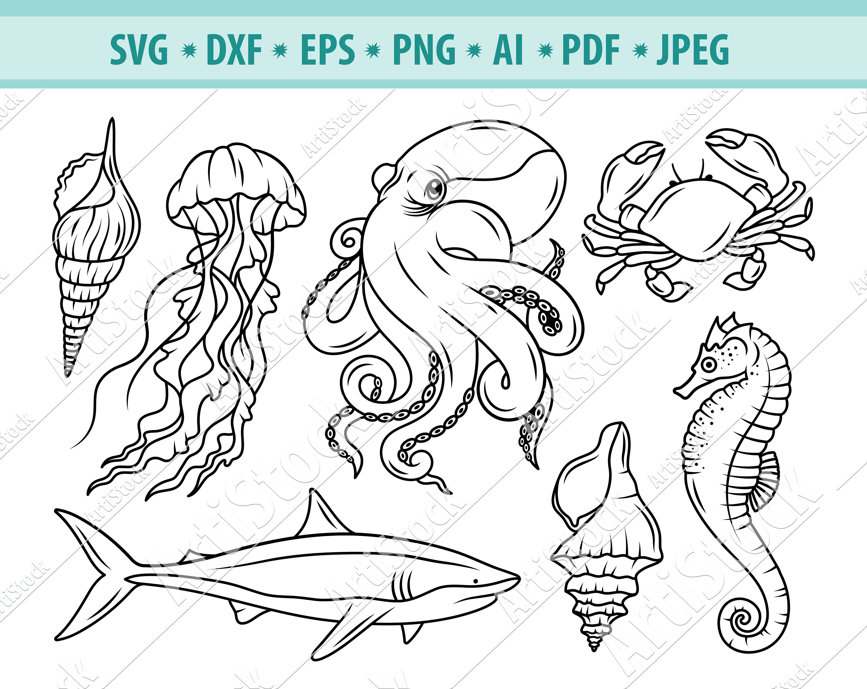Under the Sea SVG Underwater Clipart SVG Sea Life Svg Ocean - Etsy