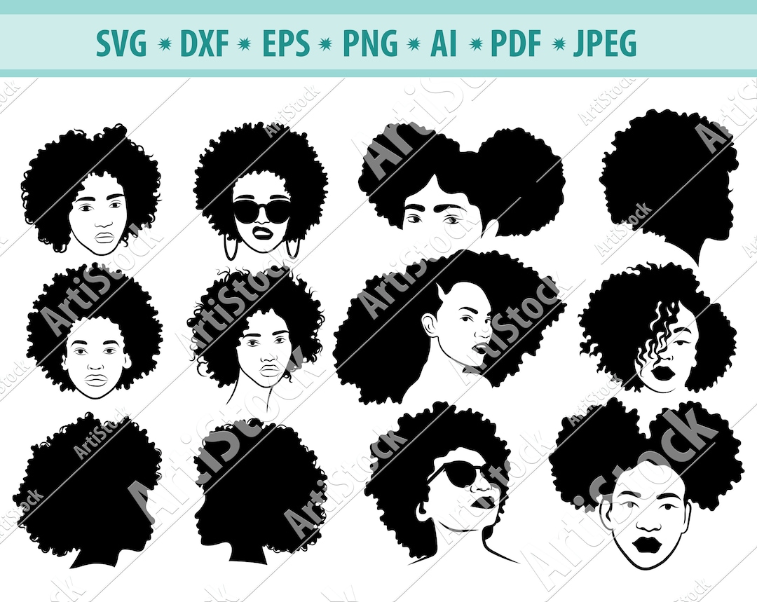 Afro Hairstyles SVG, Black Woman Bundle Svg, Hair Dreadlocks SVG, Afro ...