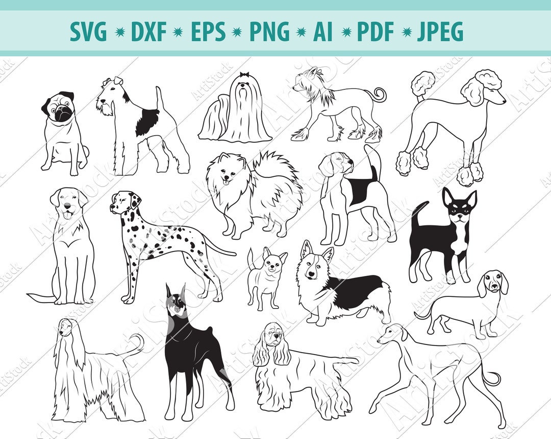 Dog SVG Bundle, Dog Clipart, Domestic Animals Svg, Dog Breeds Svg, Pets ...