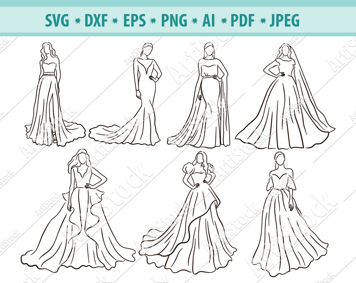 Woman in Dress Svg Wedding Dress Svg Wedding Svg Bride - Etsy