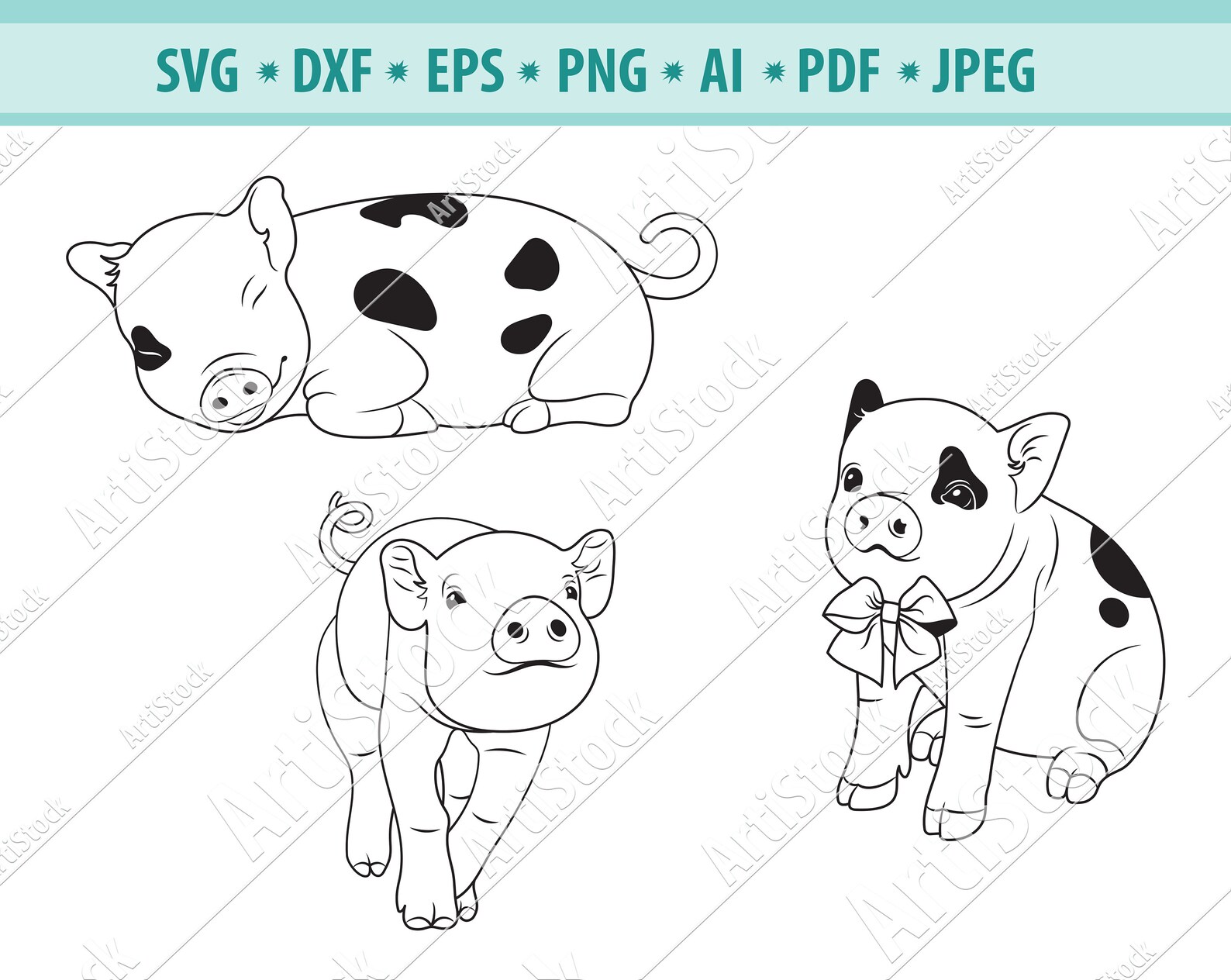 Pig SVG Pig Lover SVG Mini Pig Svg Cute Pig Svg Pig with | Etsy