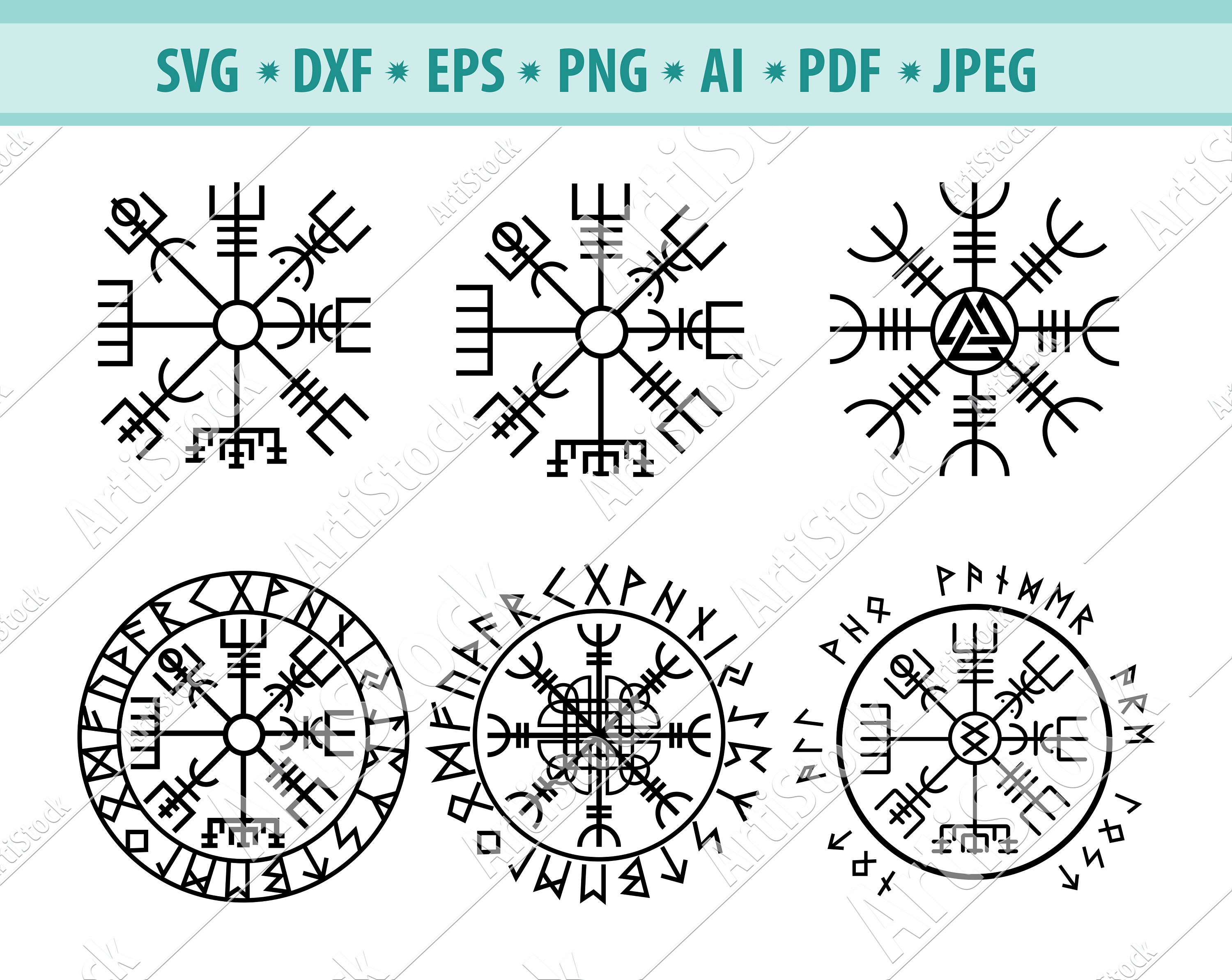 Vegvisir met runen SVG Nordic Runes Svg Viking Compass Svg | Etsy