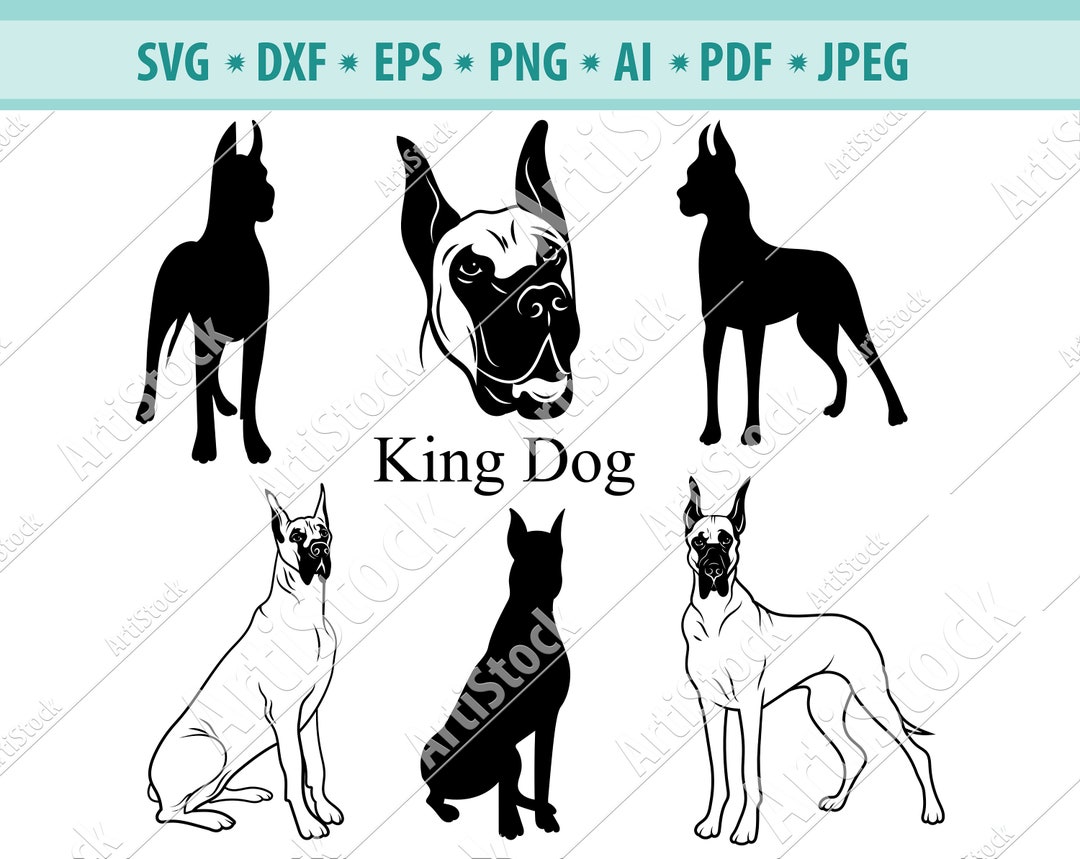 Great Dane SVG, German Dane Silhouette SVG, Dog SVG, Digital Cutting ...