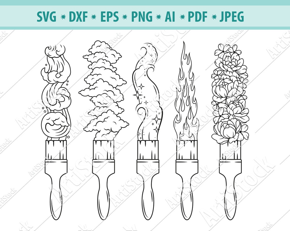 Magic Brushes Svg Celestial Brush Svg Natural Elements Svg - Etsy