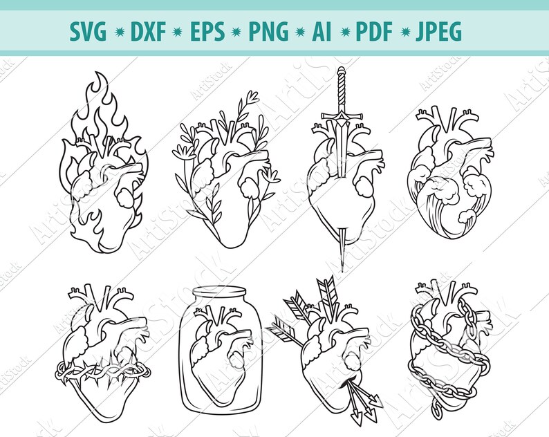 Heart Svg File Anatomical Heart Svg Human Heart Svg - Etsy