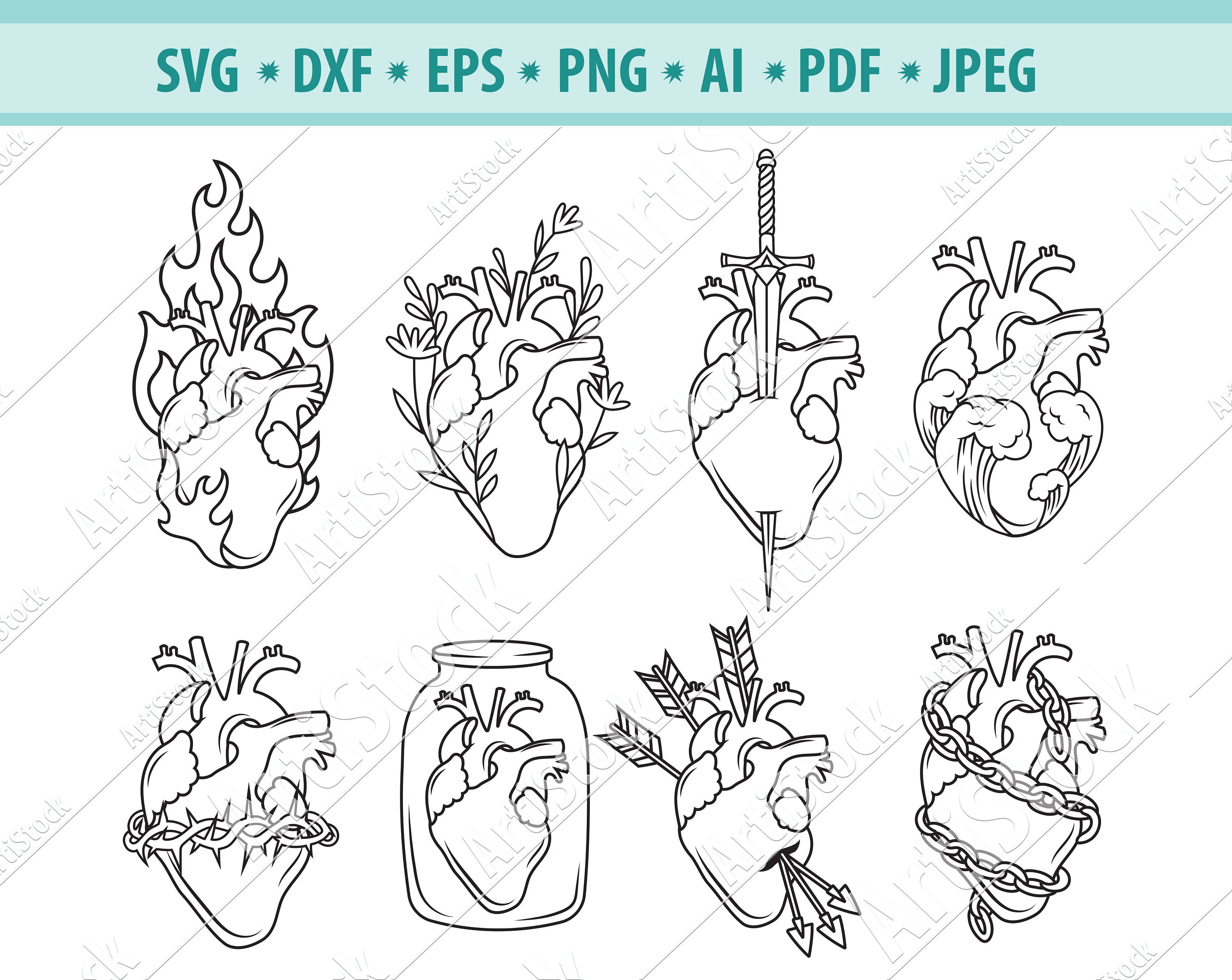 Simple Anatomical Heart Stencil