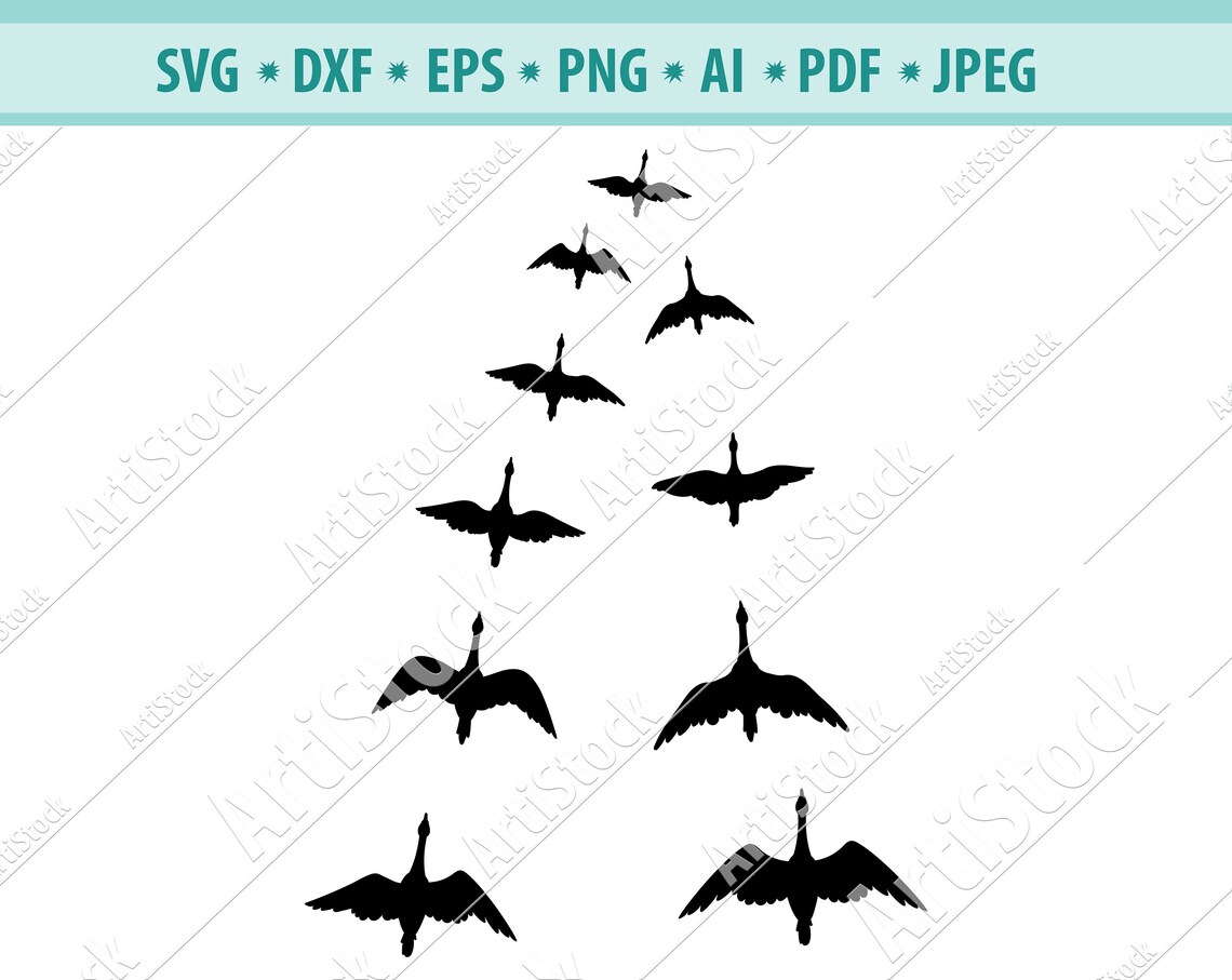Flock of Birds SVG Vector Silhouette of Birds SVG Flying - Etsy