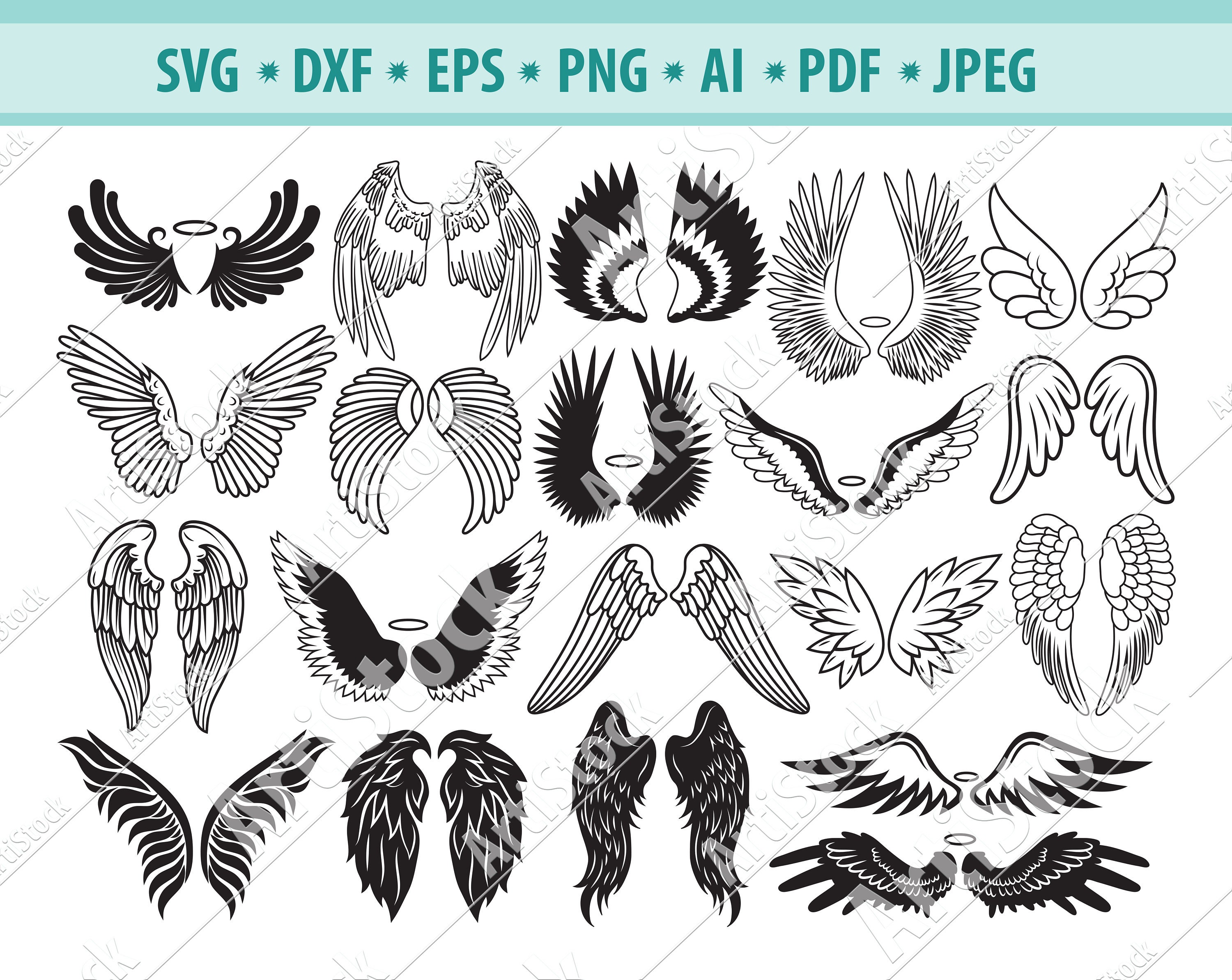Wings Svg Bundle Angel Wings Svg Feather wing Svg Wings | Etsy
