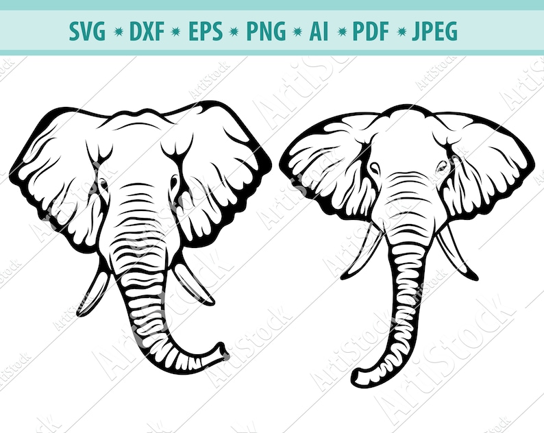 Elephant Head Svg Tusk Elephant Svg Wild Animal Svg African - Etsy