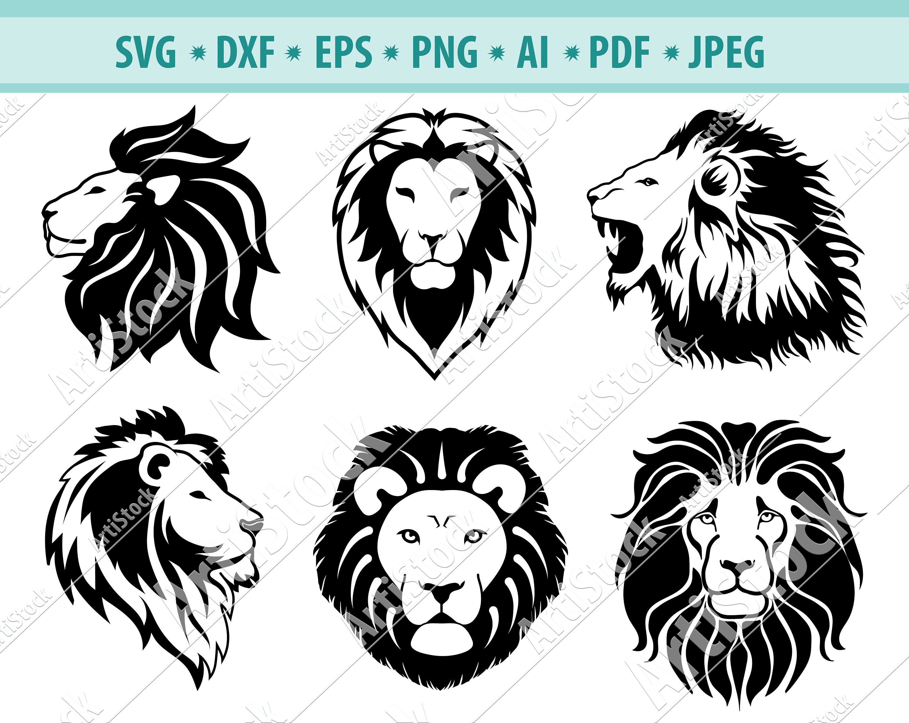 Lion Head SVG Wild Cat Svg Lion Silhouette Svg Lion Svg - Etsy