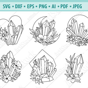 Crystal Svg Magic Crystal Svg Crystal With Flowers Svg Boho | Etsy