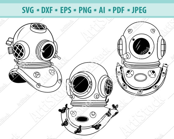 Diving Helmet SVG Vintage Divers Helmet SVG Scuba Diving | Etsy